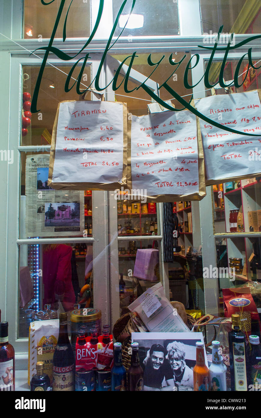 Perpignan, France, View outside Italian Grocery Store, Sign WIndow ...