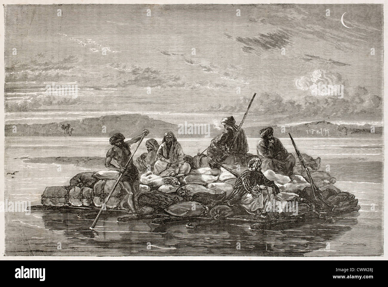 Kelek on Tigris river Stock Photo - Alamy