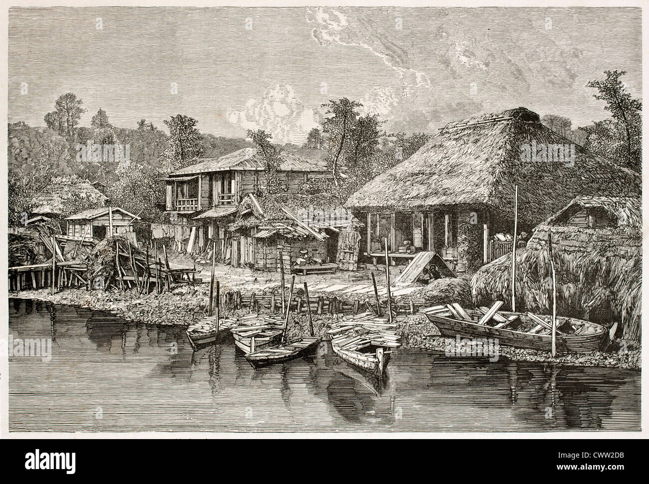 Japanese village painting hi-res stock photography and images - Alamy