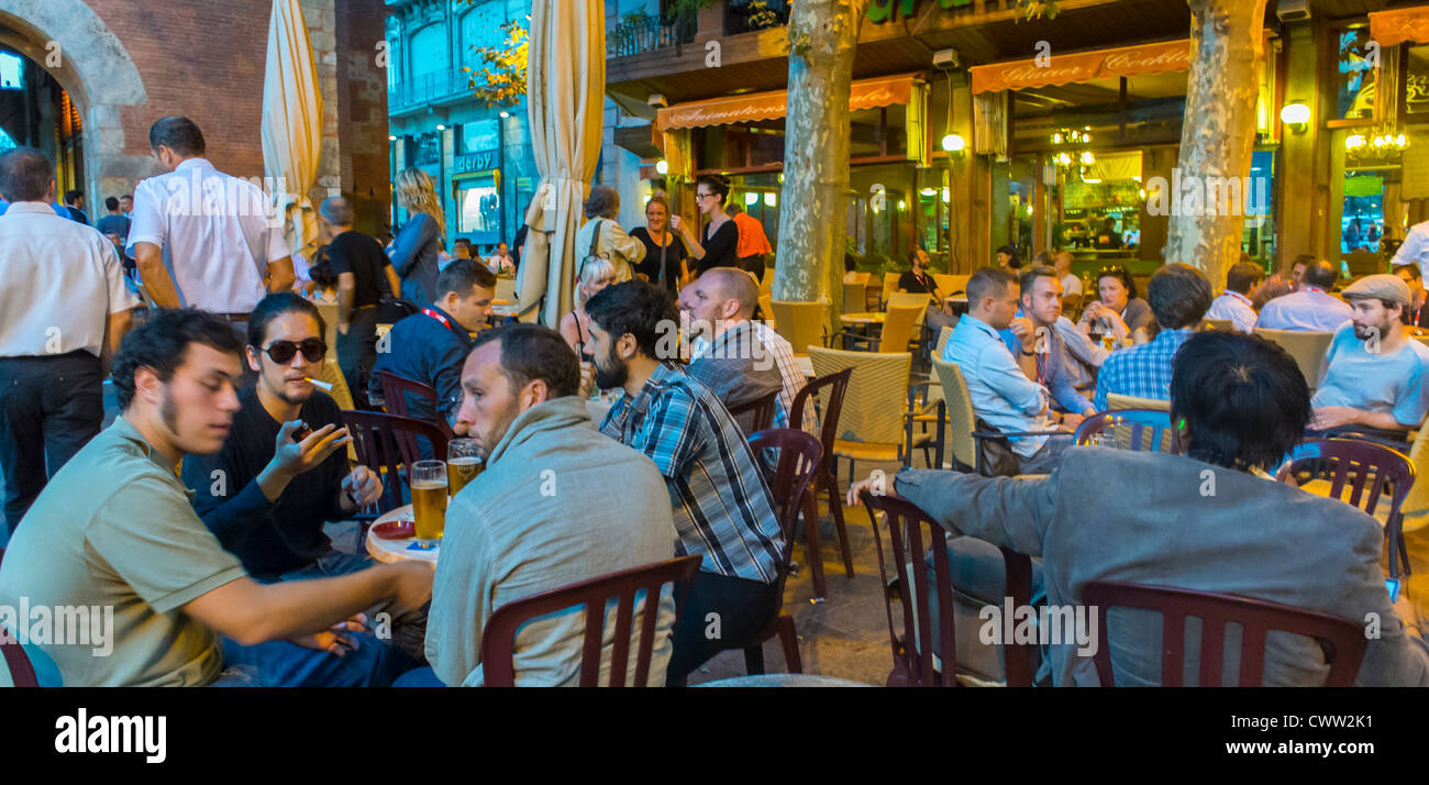Perpignan, France, crowd street city People, Sharing drinks in French ...