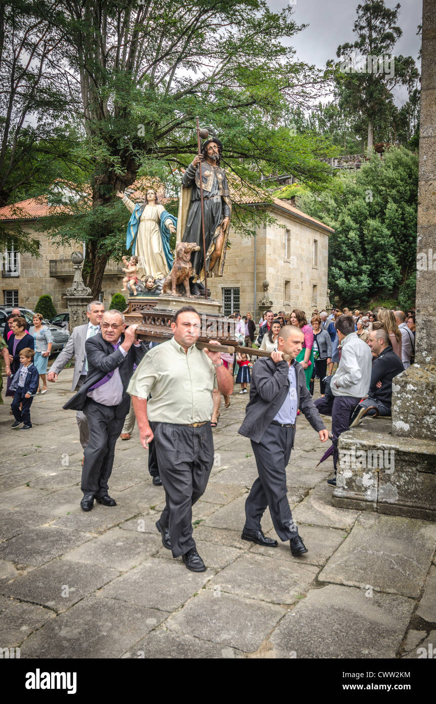 Religious procession outside Catholic Church for a holy communion with ...