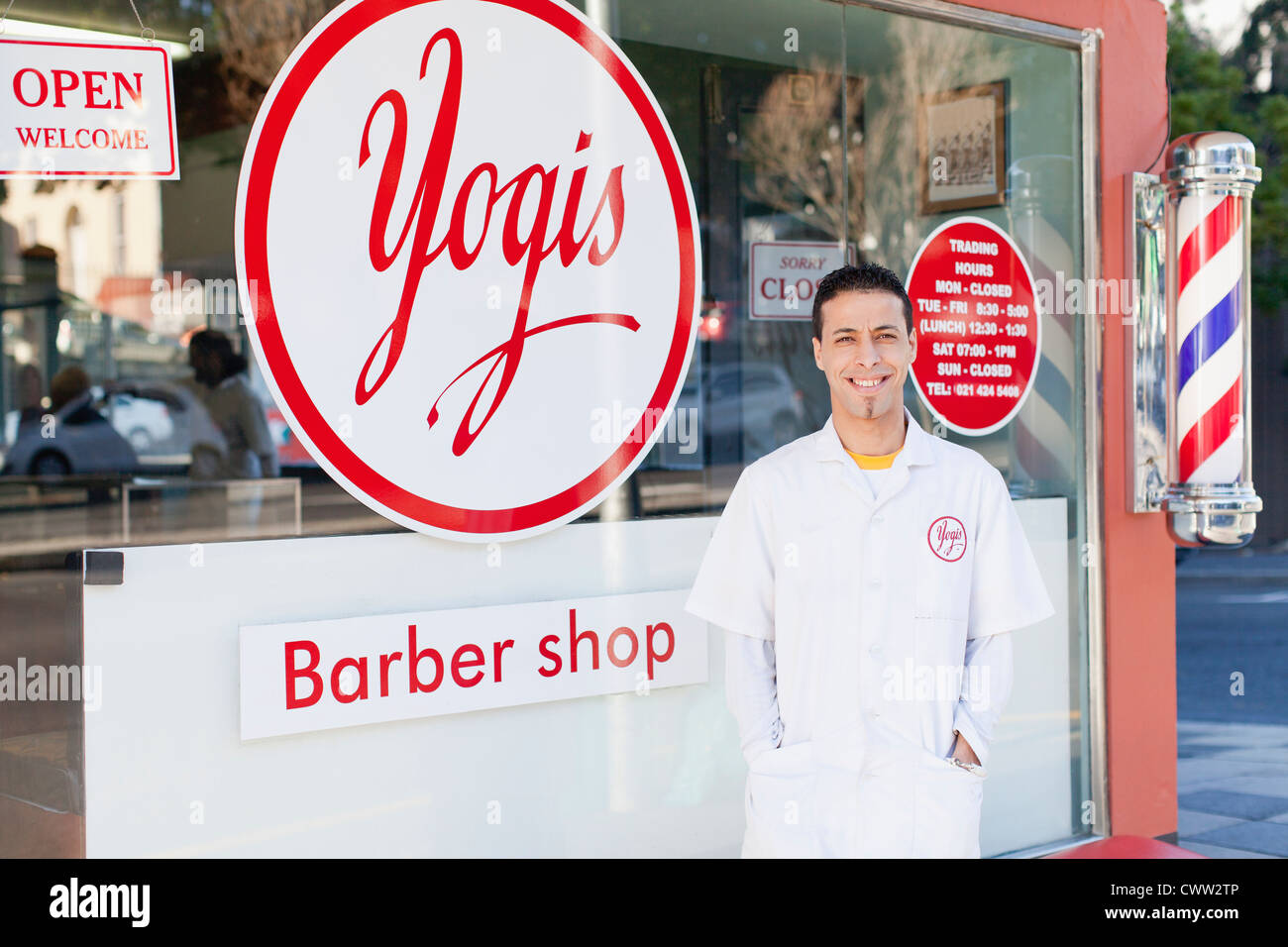 Barber standing outside shop Stock Photo - Alamy Barber standing outside shop Stock Photo - Alamy