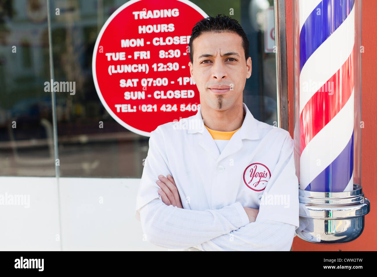Barber standing outside shop Stock Photo - Alamy Barber standing outside shop Stock Photo - Alamy