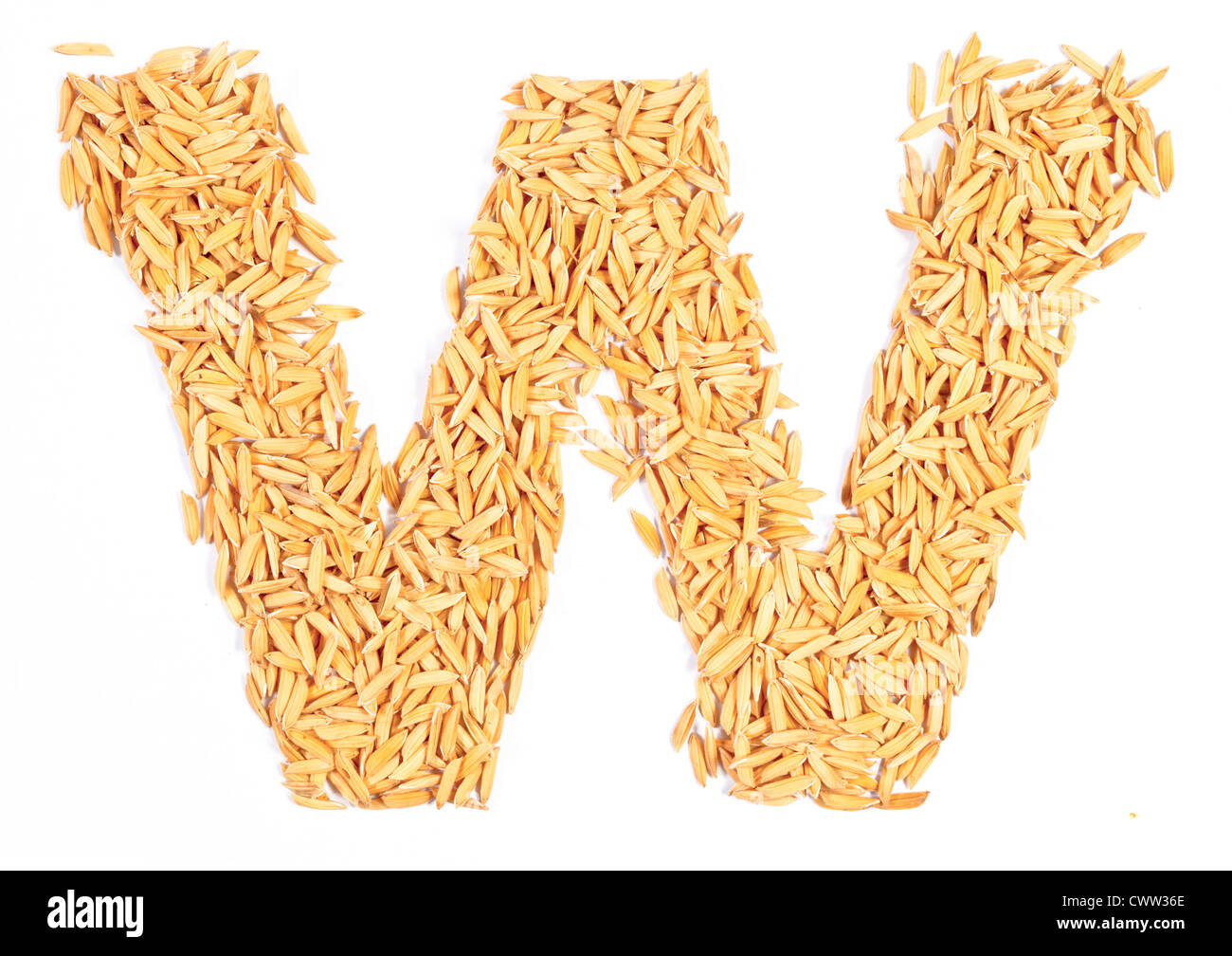w, alphabet,Letter from Paddy rice on white Stock Photo - Alamy