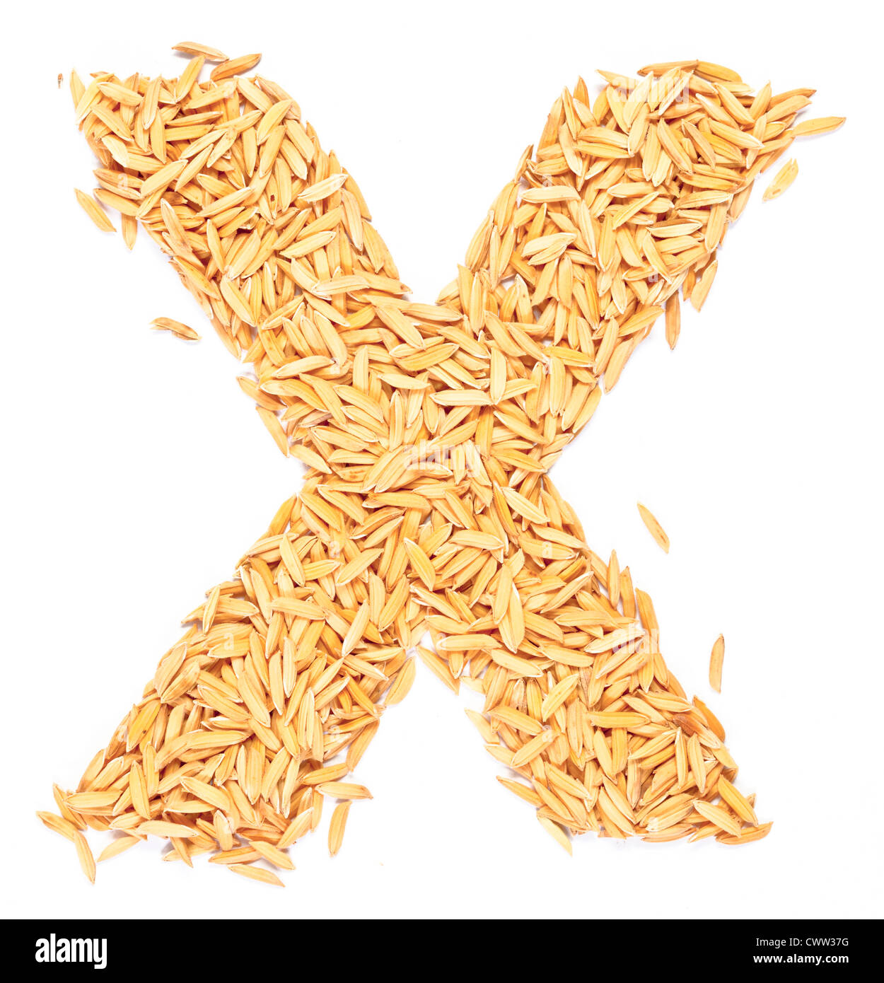 x, alphabet,Letter from Paddy rice on white Stock Photo - Alamy
