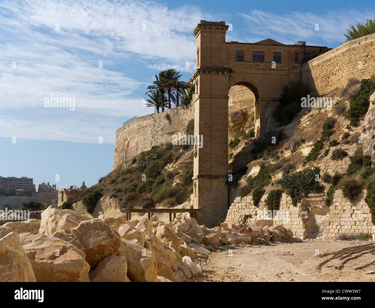 Lift in tower from waters edge to former Bighi Naval Hospital in ...