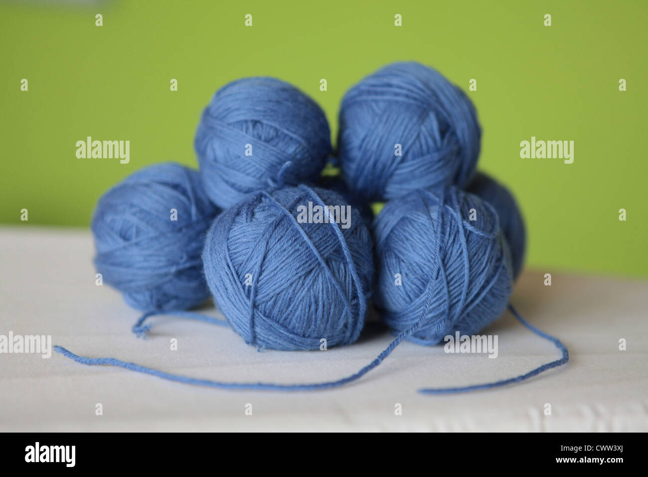 Blue balls of wool Stock Photo - Alamy