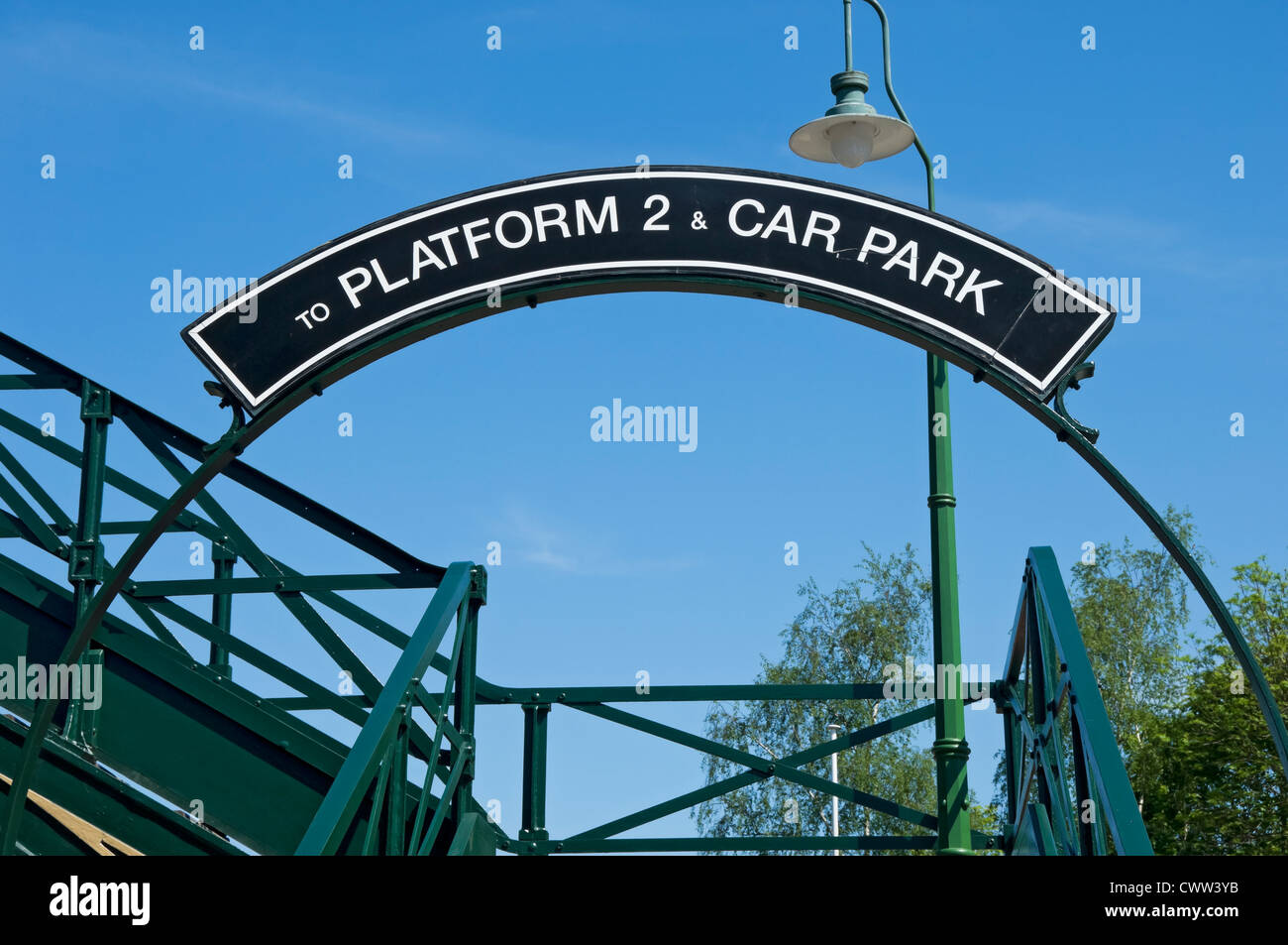 Close up of platform sign at Pickering Train Railway Station NYMR North ...