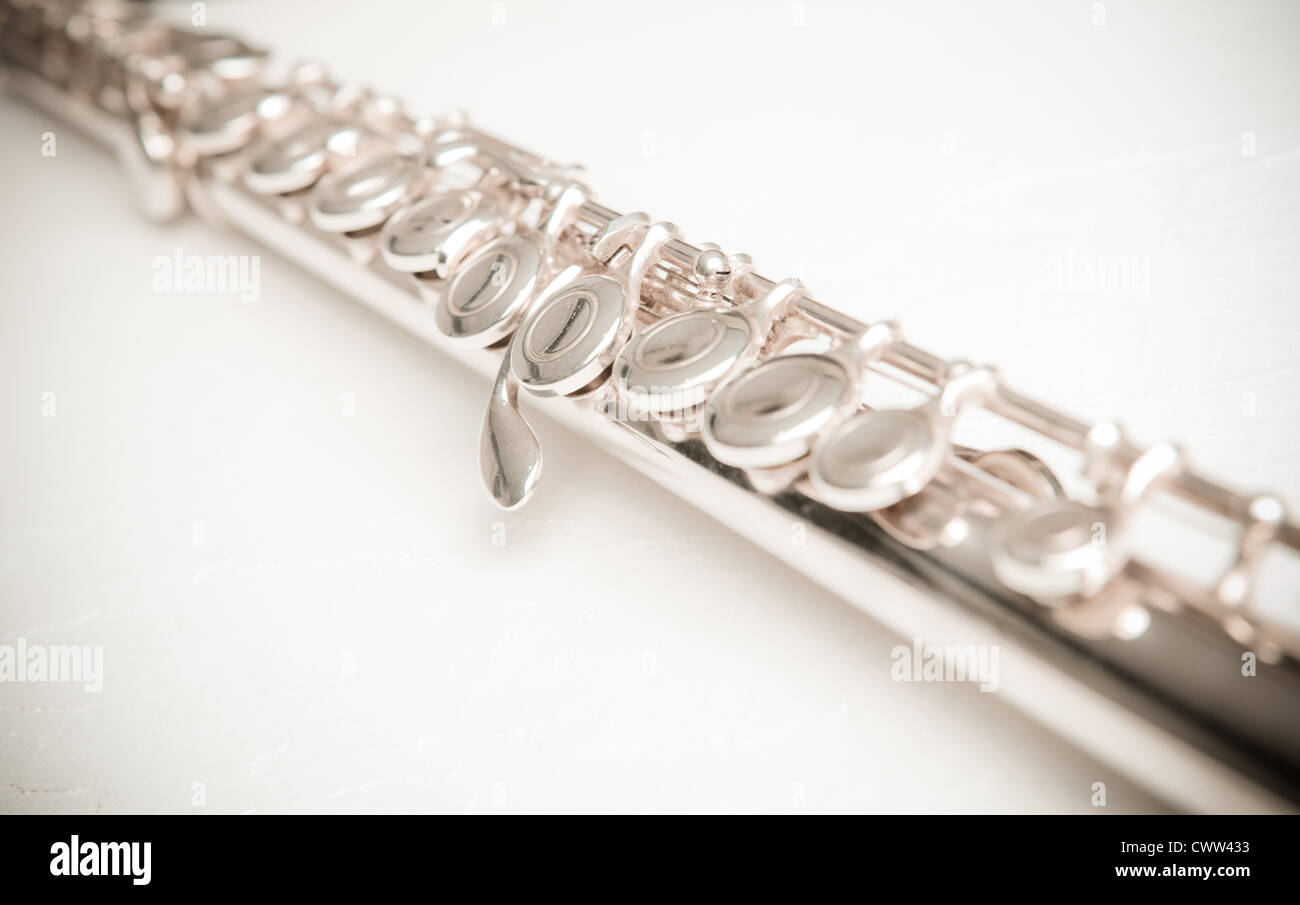 Detail of a concert flute Stock Photo - Alamy