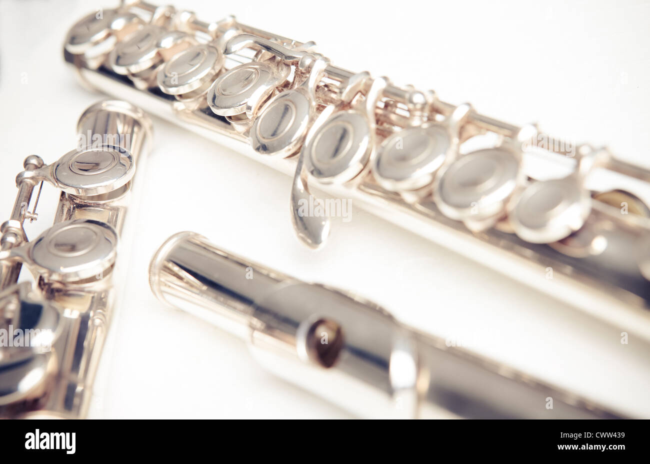 Detail of a concert flute Stock Photo - Alamy