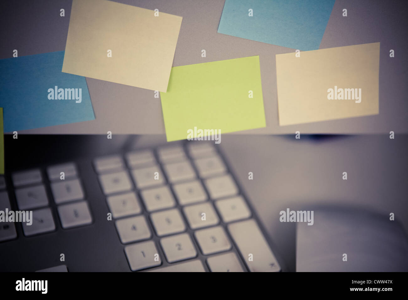 Blank adhesive notes at computer monitor Stock Photo - Alamy