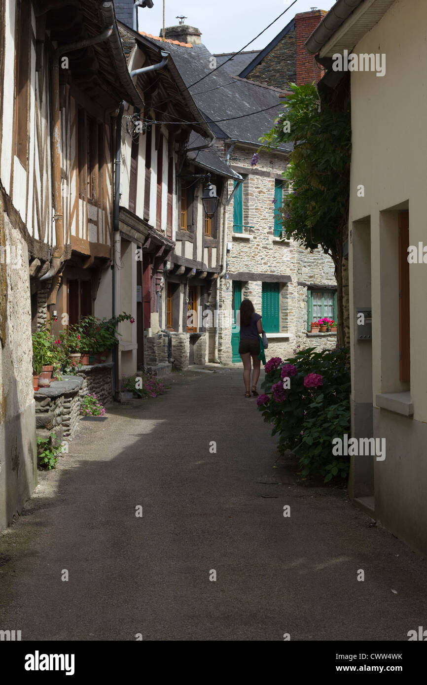 Old buildings in a back street in Malestroit, Brittany Stock Photo - Alamy