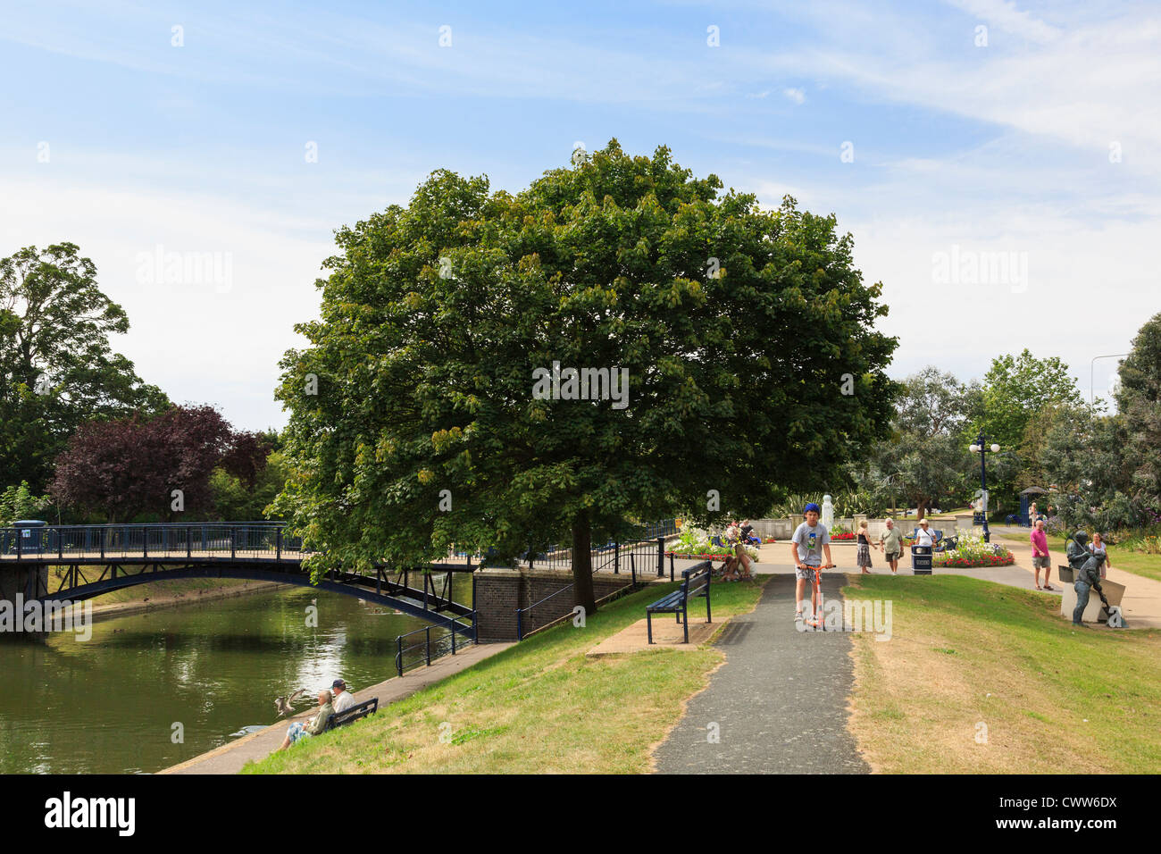 Scene on canalside path along the Royal Military Canal at Ladies Walk ...