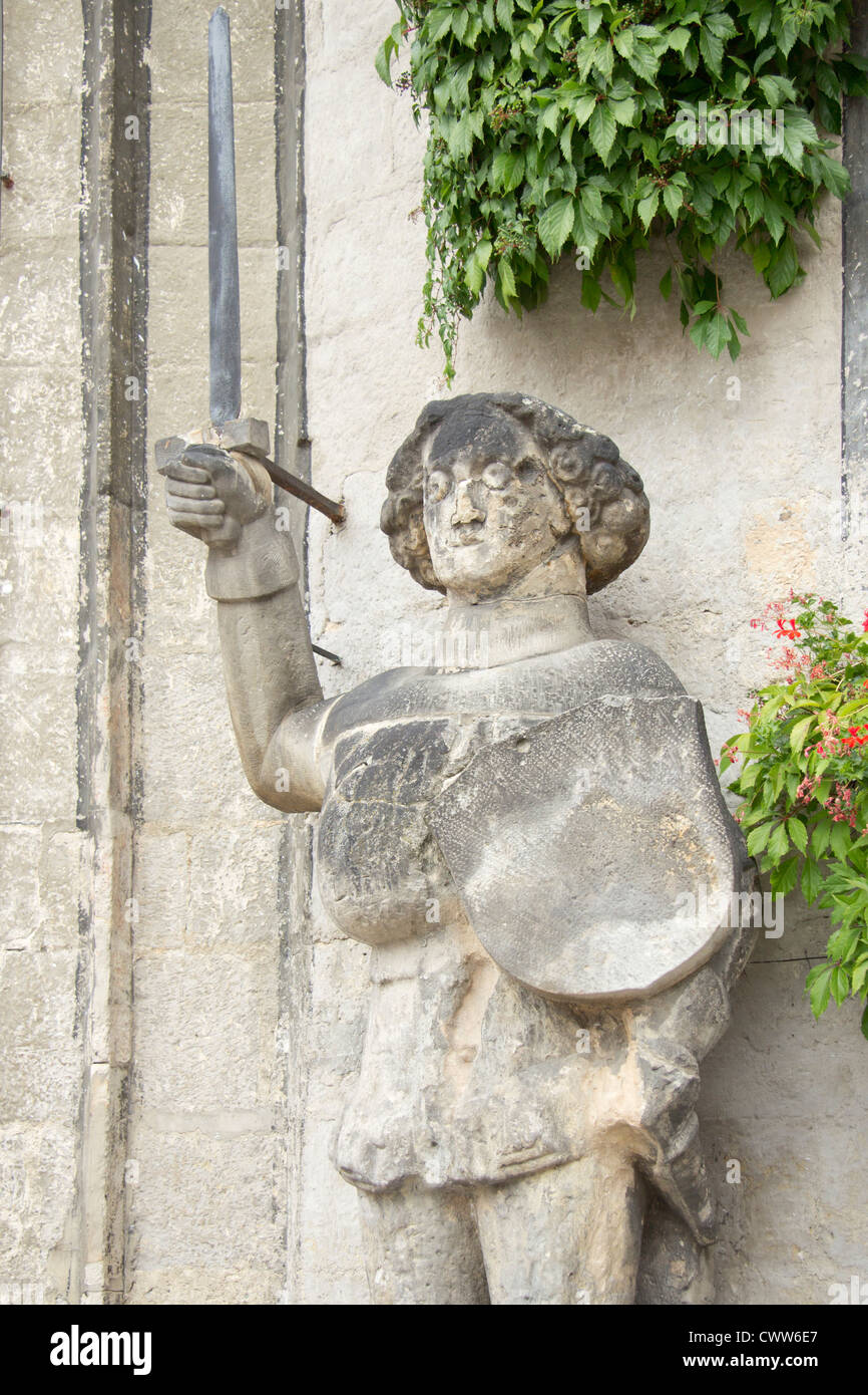 Roland Statue in front of the town hall, Quedlinburg, Saxony-Anhalt ...