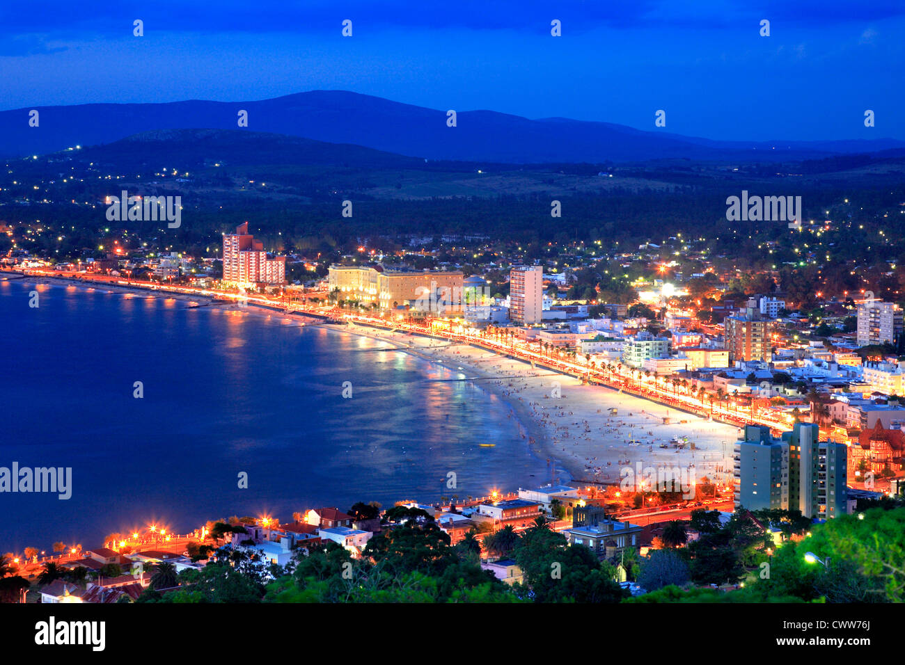 Aerial view of Piriapolis City and beach. Maldonado, Uruguay, south ...
