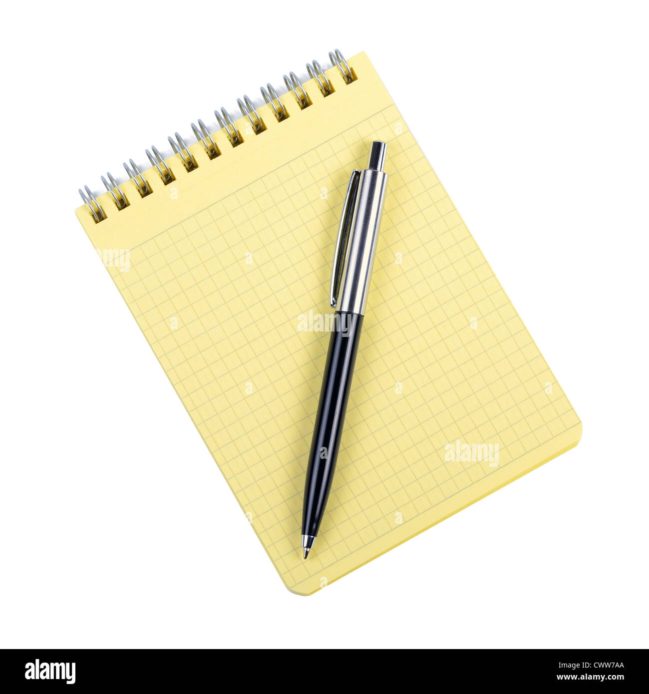 Ball Metal Pen on Opened Note Pad Isolated on White Background in ...