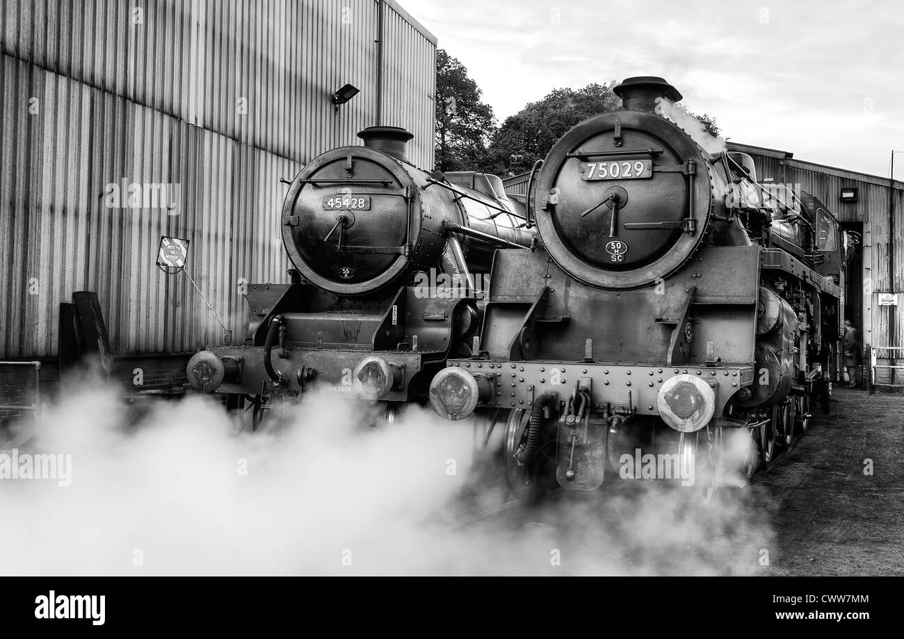 Steam locomotive engine sheds Black and White Stock Photos & Images - Alamy