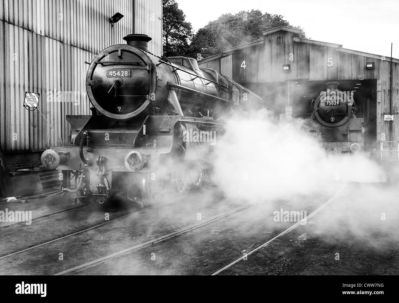 Steam engines Eric Treacy and the Green Knight at Grosmont engine sheds ...