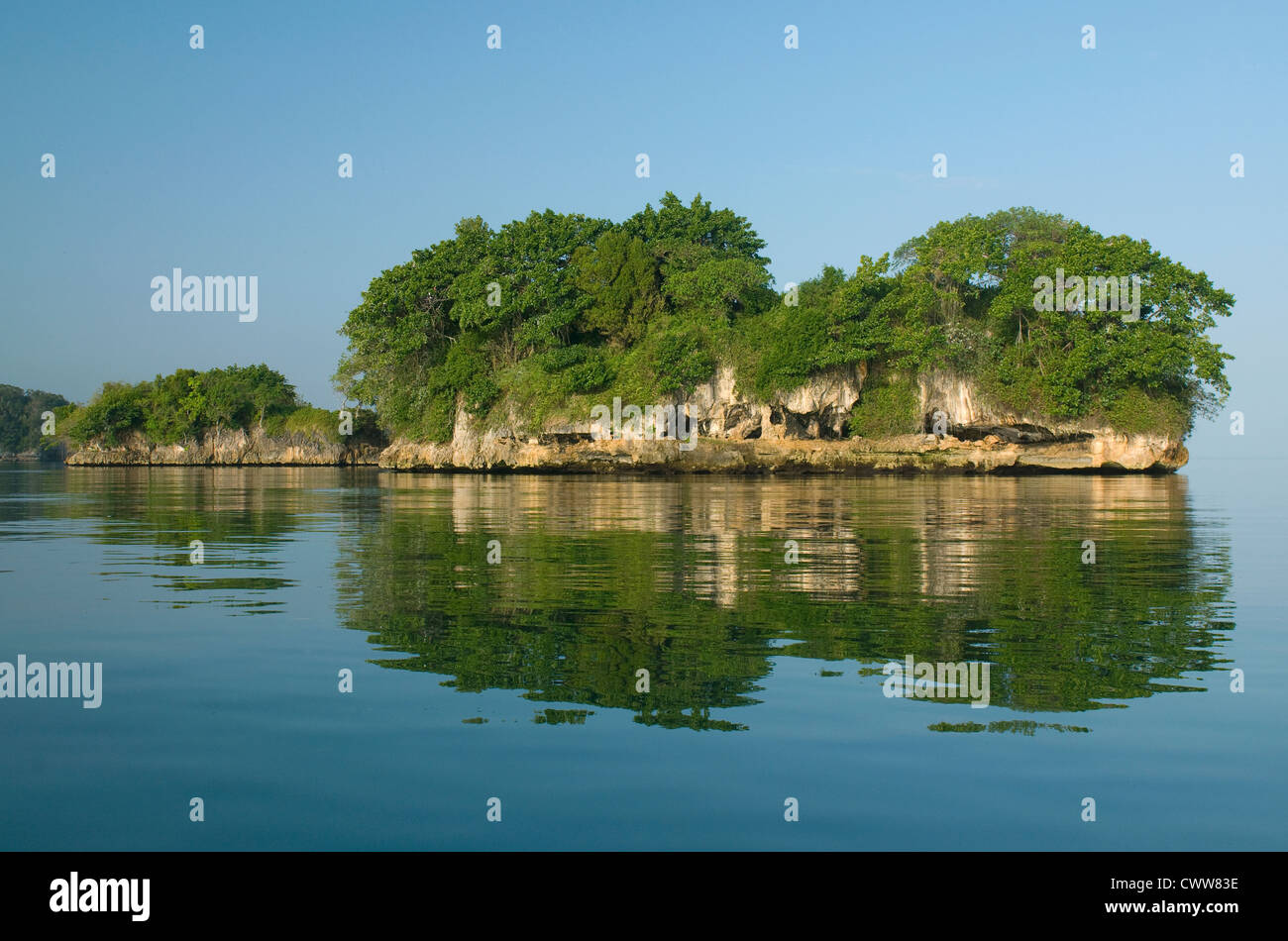 Limestone islands or "mogotes", Los Haitises National Park, Dominican ...