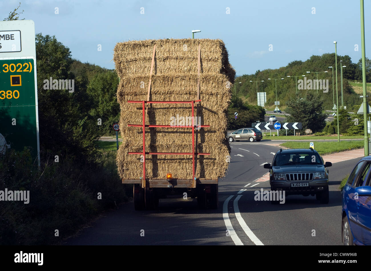 Bales of Hay on a trailer on a road,agricultural, agriculture, bale ...