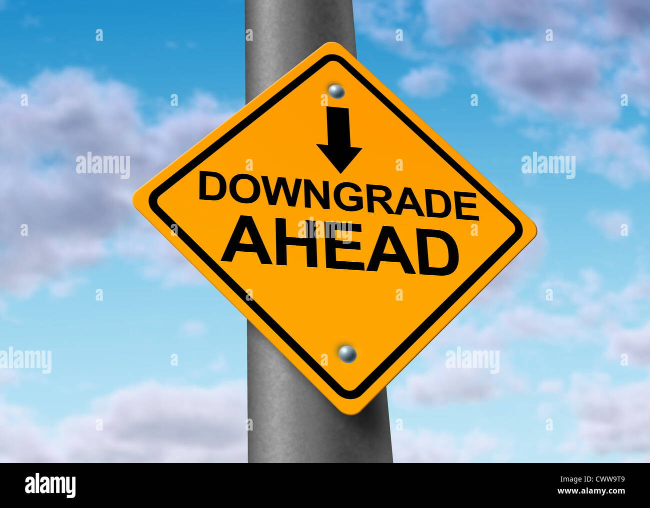 Downgrade symbol represented by a traffic sign warning that there will ...