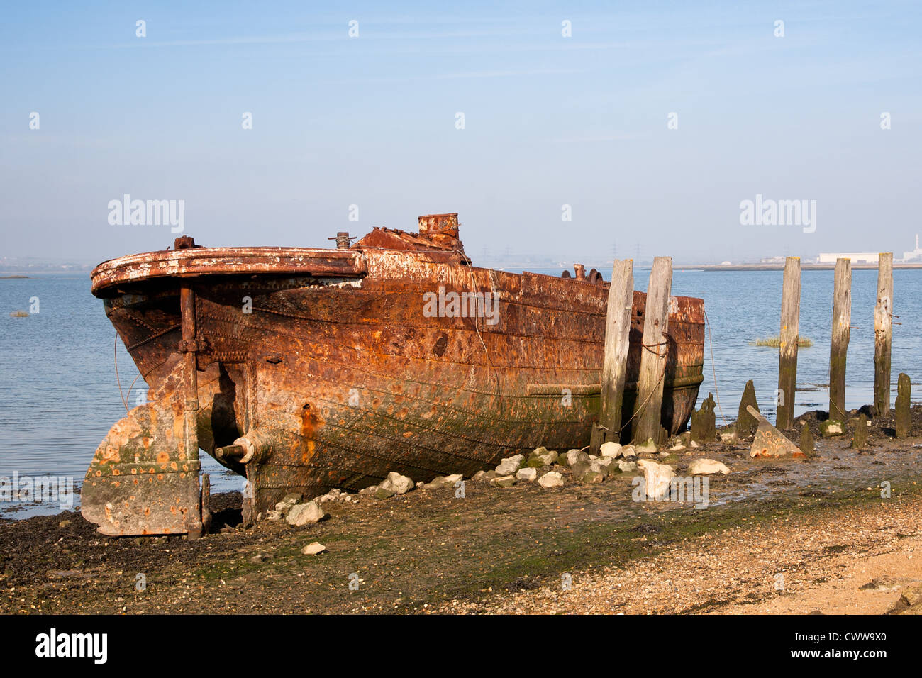 Rusty Hull - Derelict Barge Stock Photo - Alamy