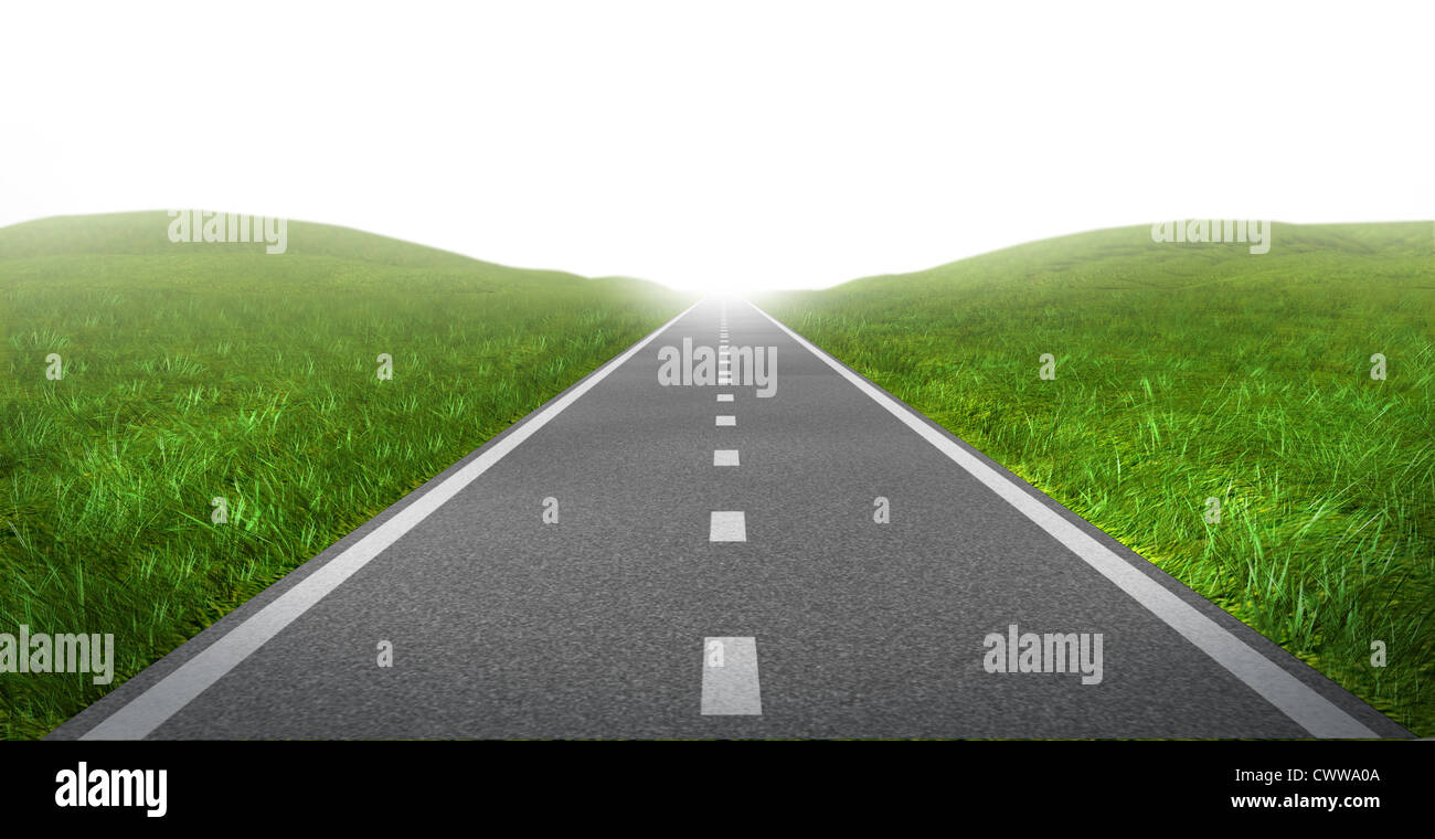 Open road highway with green grass and asphalt street representing the ...