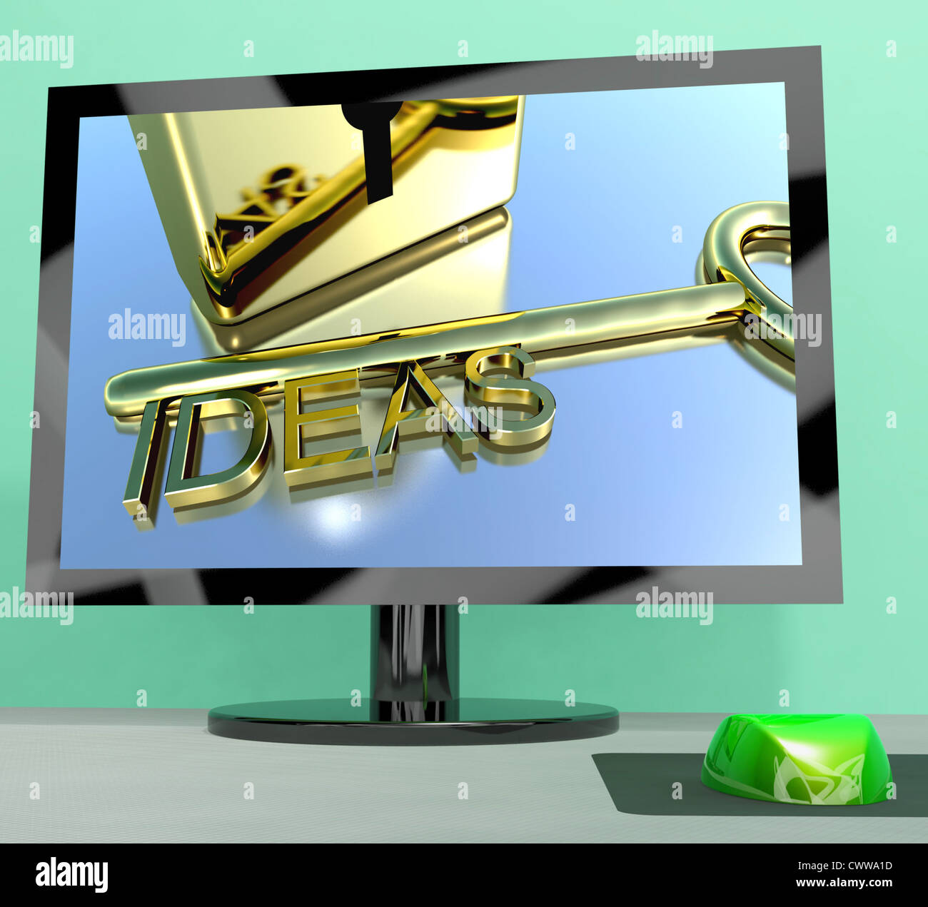 Ideas Key On Computer Screen Shows Creativity Stock Photo - Alamy