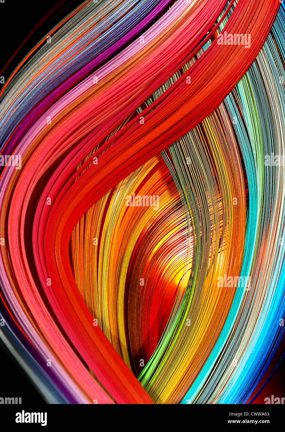 Set of hundreds of paper strings from an art shop, shaped into a flame ...