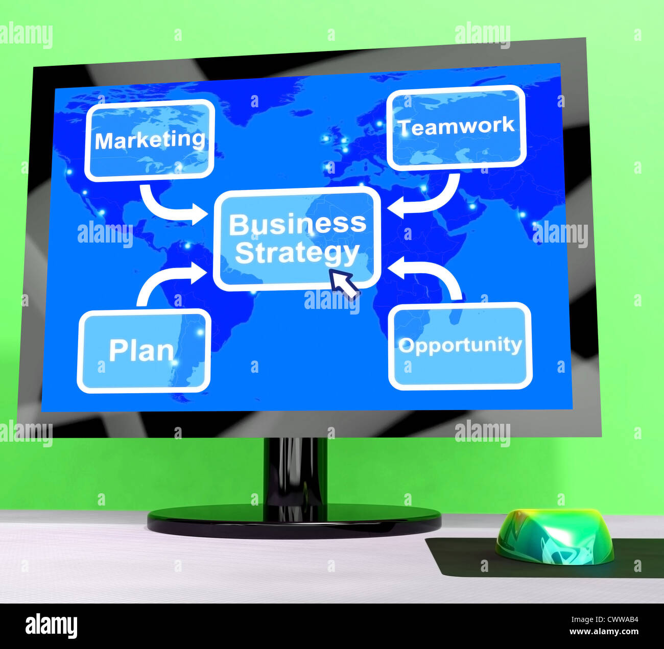 Business Strategy Diagram Shows Teamwork And Planning Stock Photo - Alamy