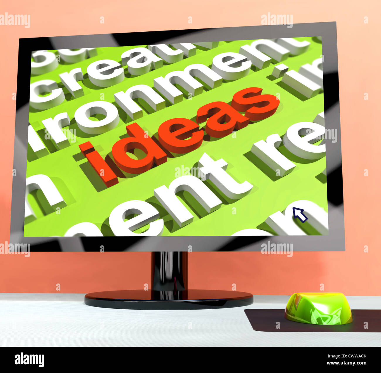 Ideas Key On Computer Screen Shows Creativity Stock Photo - Alamy