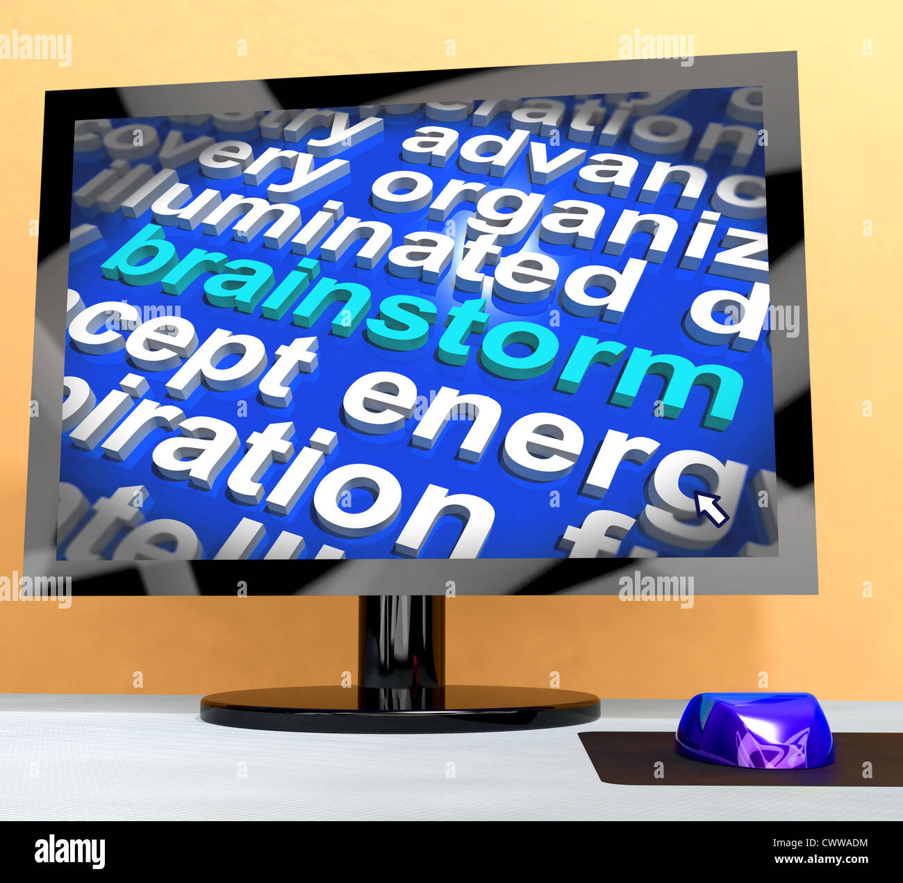 Brainstorming Word On Computer Means Creative Thinking Stock Photo - Alamy