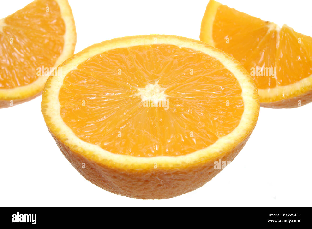 Orange half and segments isolated on a white background Stock Photo - Alamy