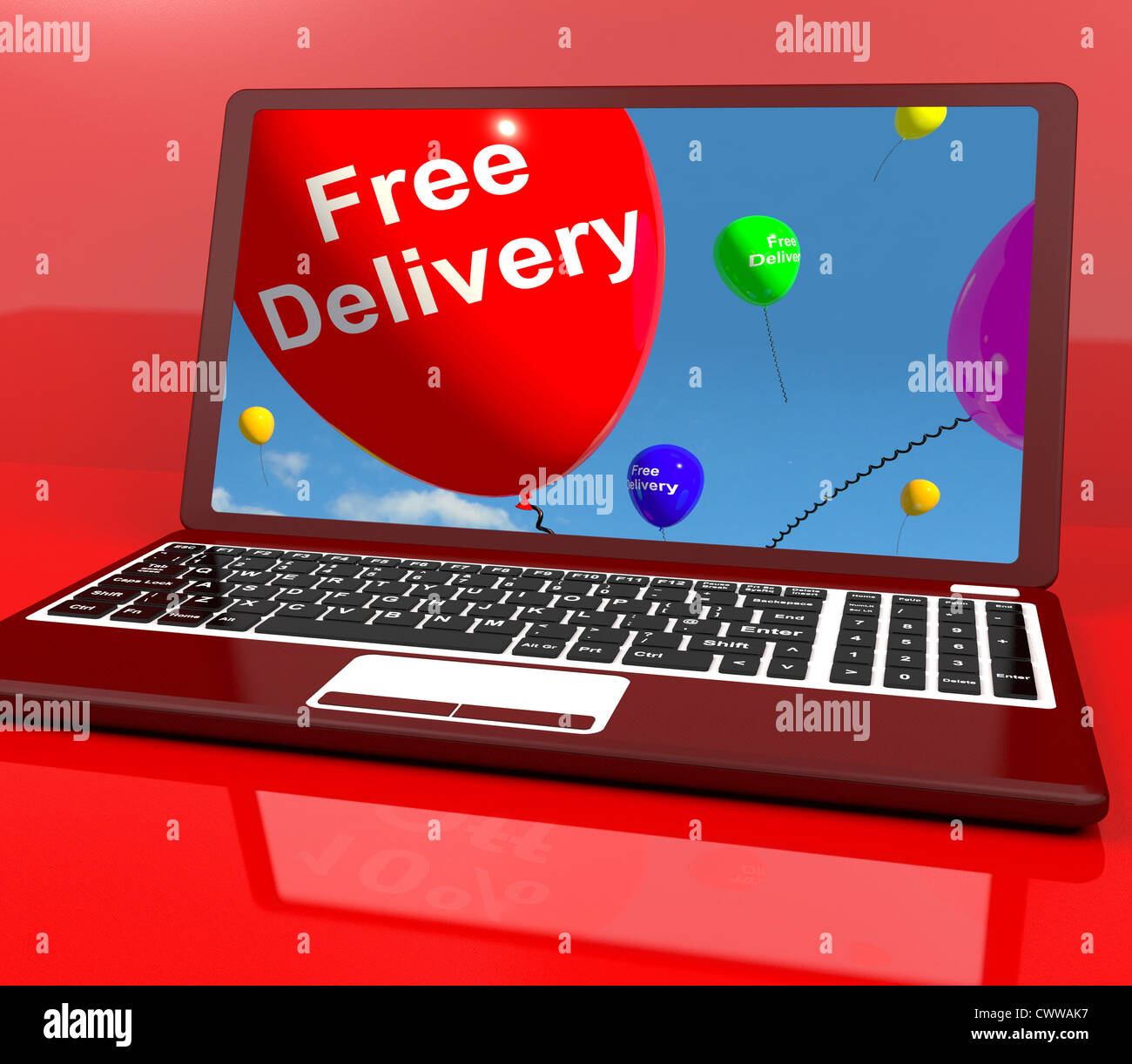 Free Delivery Balloons On Computer Shows No Charge Or Gratis To Deliver ...