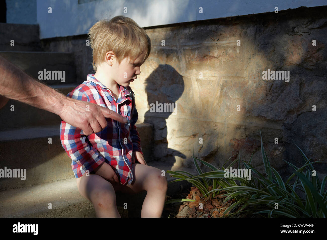 Father pointing moth son hi-res stock photography and images - Alamy
