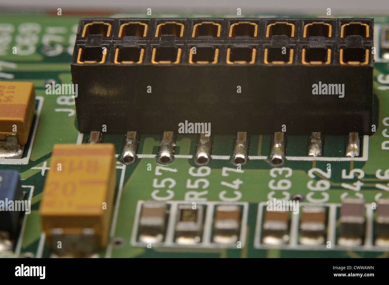 Close up view of a printed circuit board and microchips Stock Photo - Alamy
