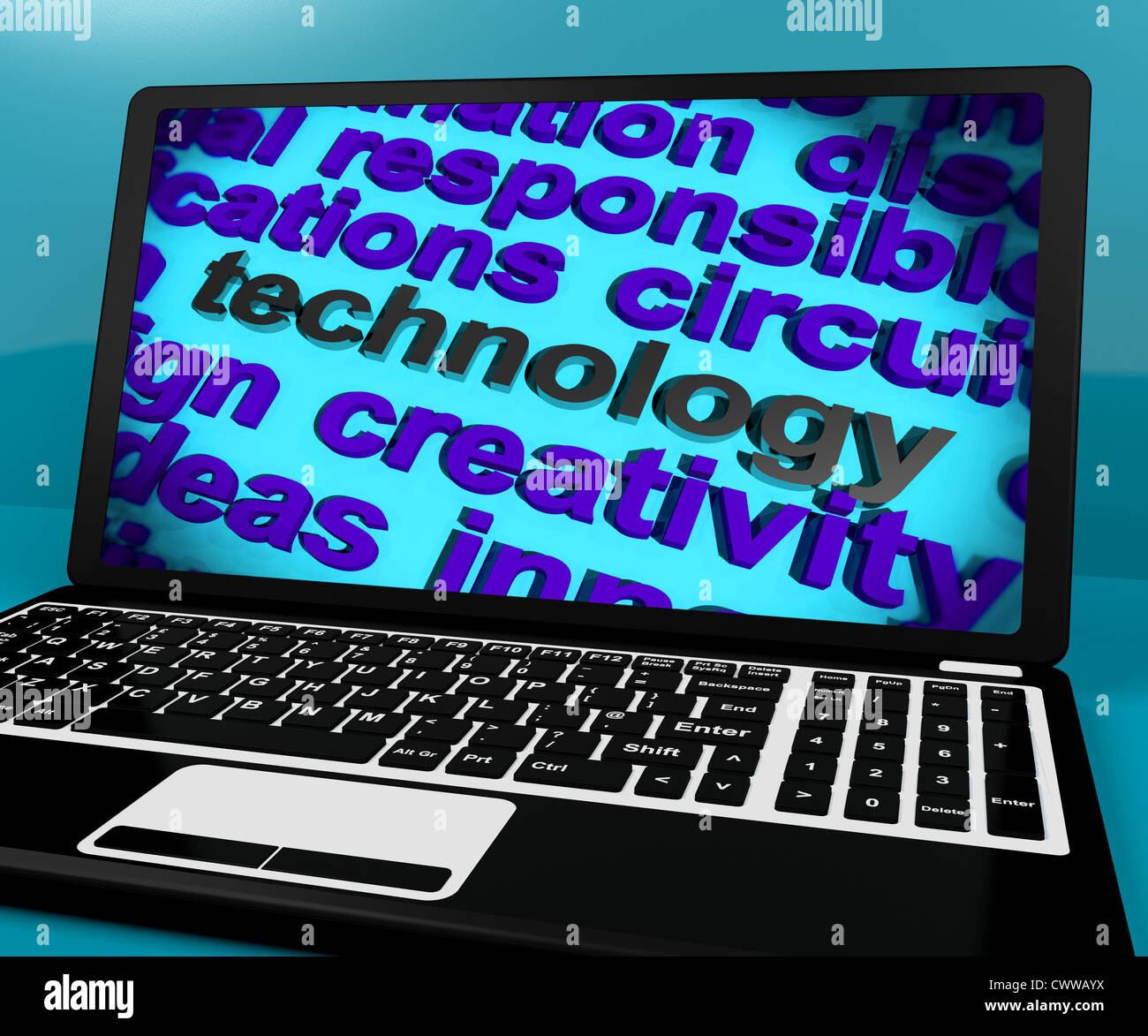 Technology Word On Laptop Showing Software And Hi Tech Stock Photo - Alamy