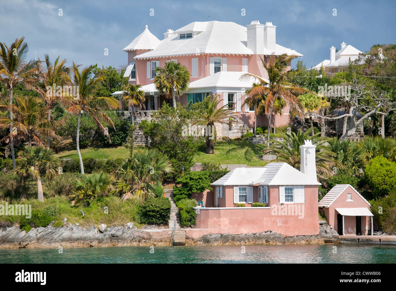 Classic Bermuda architecture along the waterfront of Bermuda Stock ...