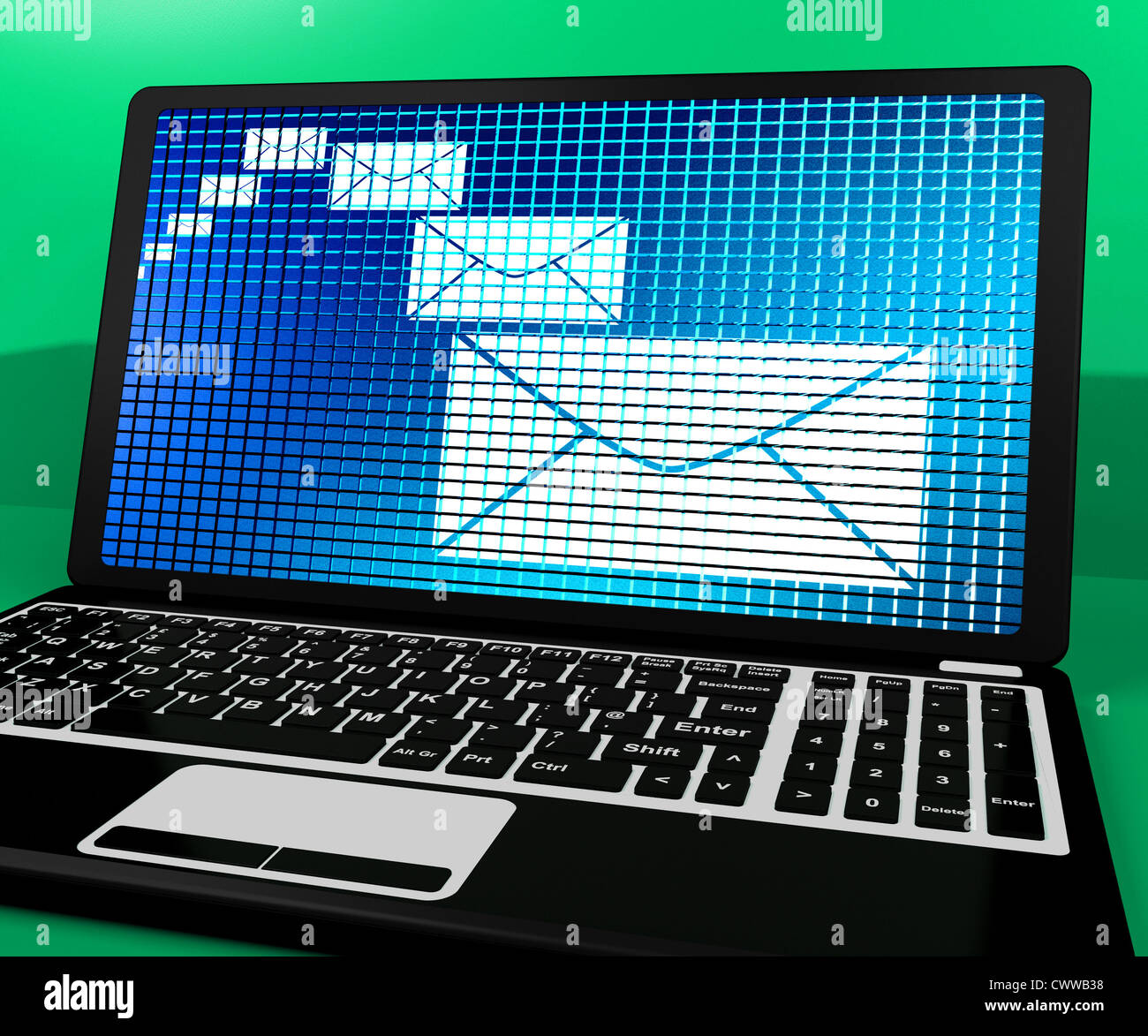 Email Icon On Laptop Showing Emailing Or Contacting Stock Photo - Alamy