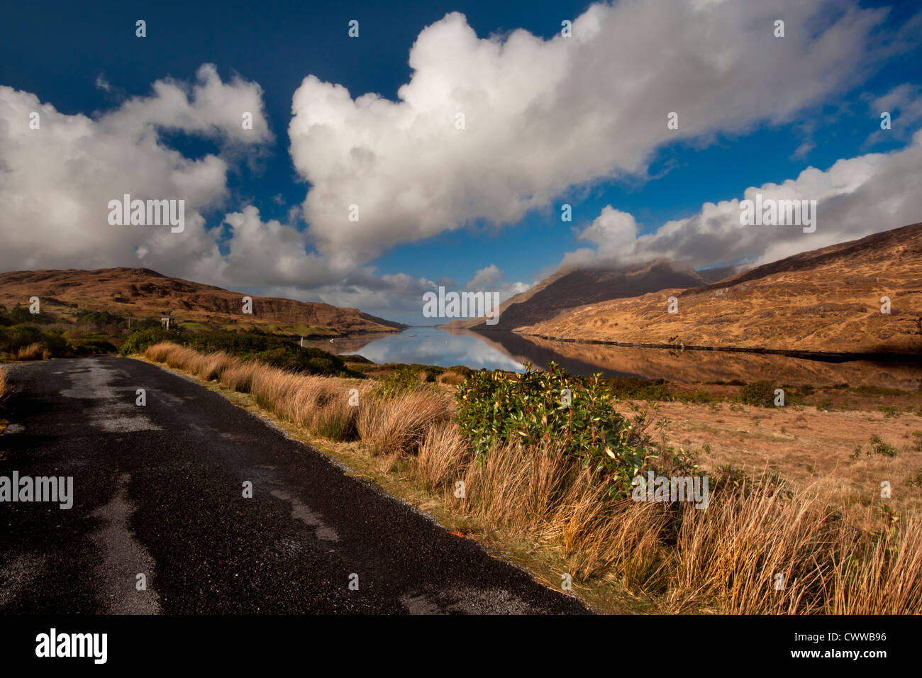 Sky reflected in still rural lake Stock Photo - Alamy