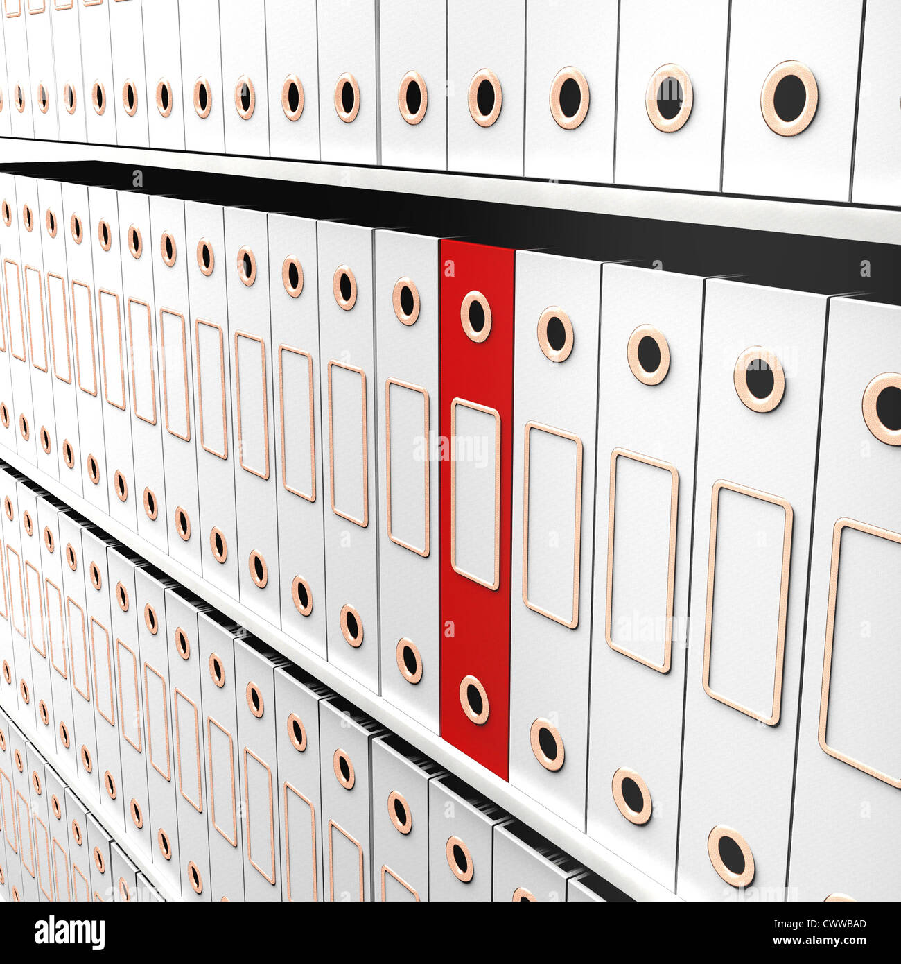 One Red File Among White For Getting Office Organized Stock Photo - Alamy