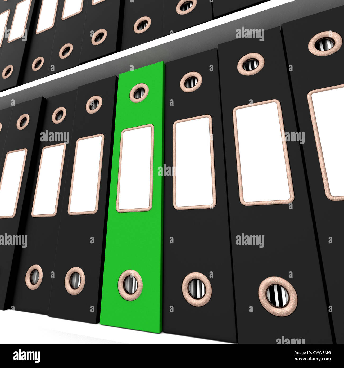 Green File Amongst Black Ones For Getting The Office Organized Stock ...