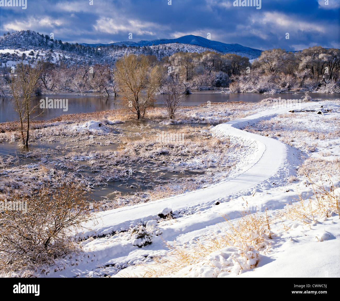 Heavy snow on Watson Lake north of Prescott, Arizona Stock Photo - Alamy