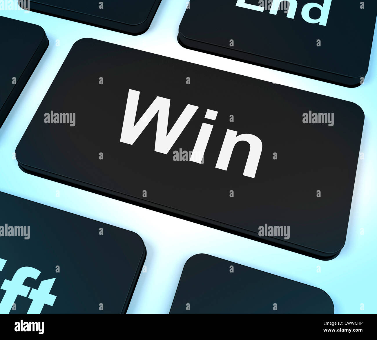 Win Key Represents Triumph And Success Online Stock Photo - Alamy