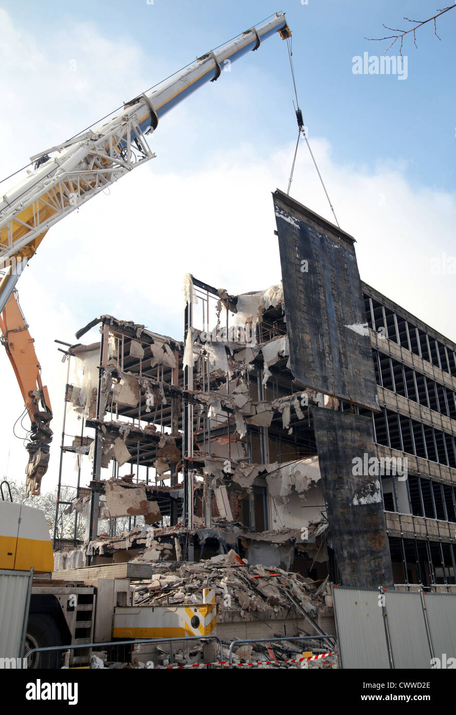 Demolition: Office building in Paris area being demolished Stock Photo ...