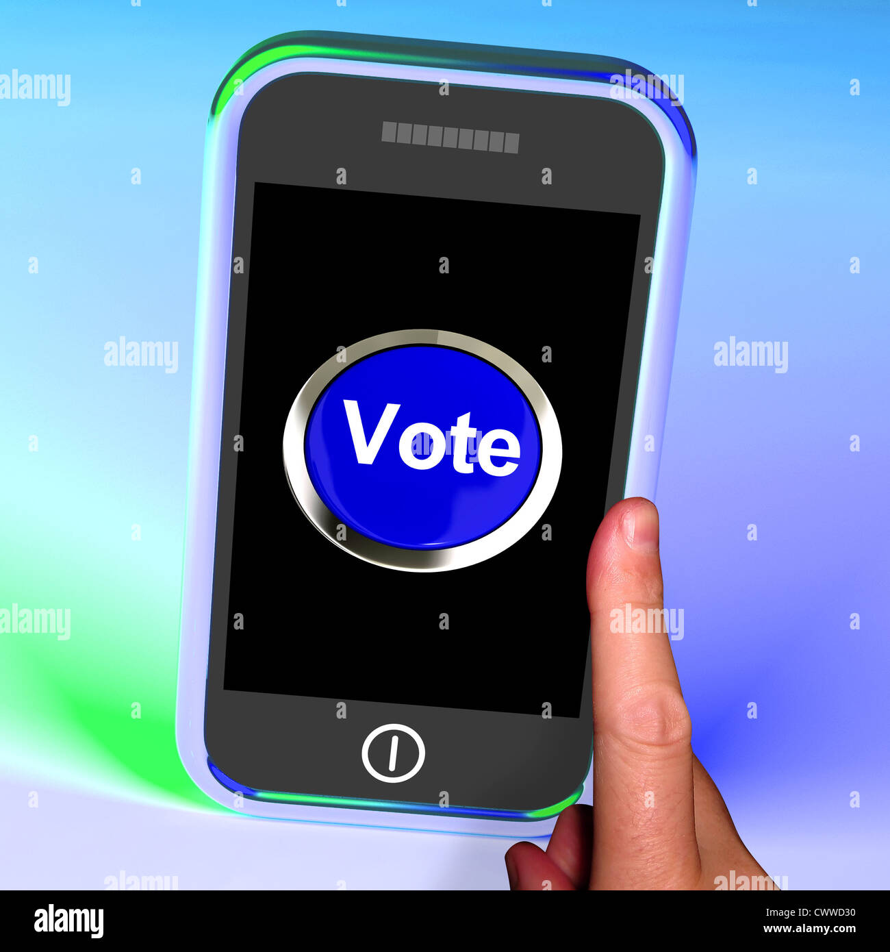 Vote Button On Mobile Showing Options Or Choices Stock Photo - Alamy