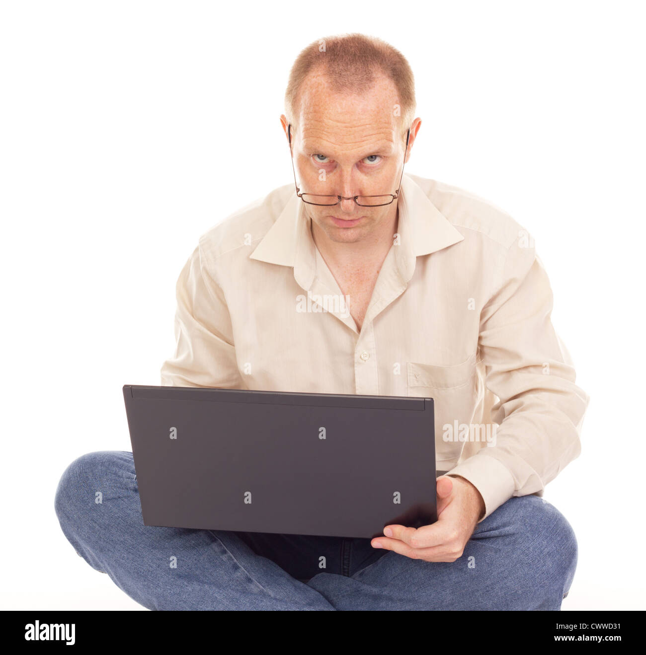 Man working over the internet at home Stock Photo - Alamy