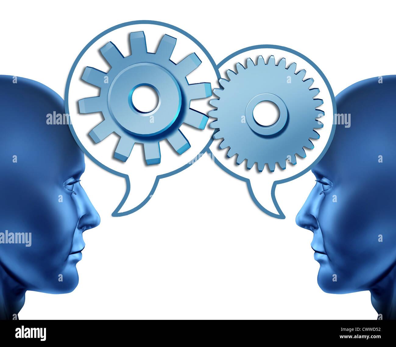 Business partnership and teamwork with two human heads sharing ...