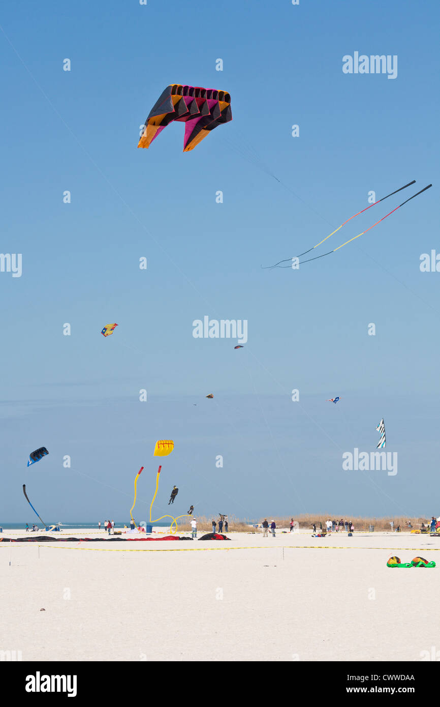 Kites flying over St. Pete Beach at the Treasure Island Kite Festival ...