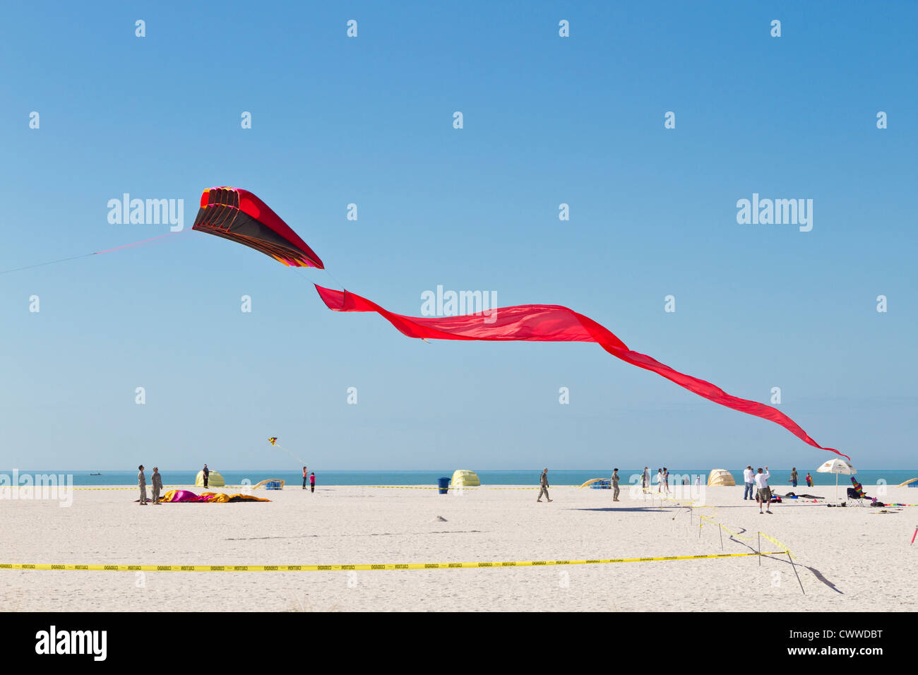 Kites flying over beach at the Treasure Island Kite Festival in ...